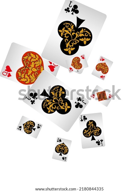 Playing Cards Flying On White Background Stock Vector (Royalty Free ...