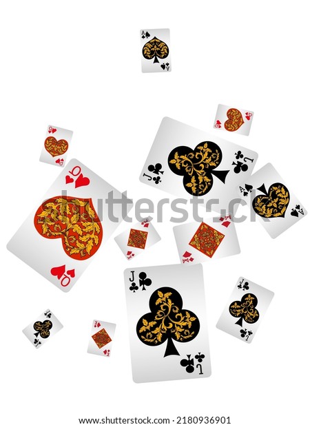 Playing Cards Flying On White Background Stock Vector (Royalty Free ...