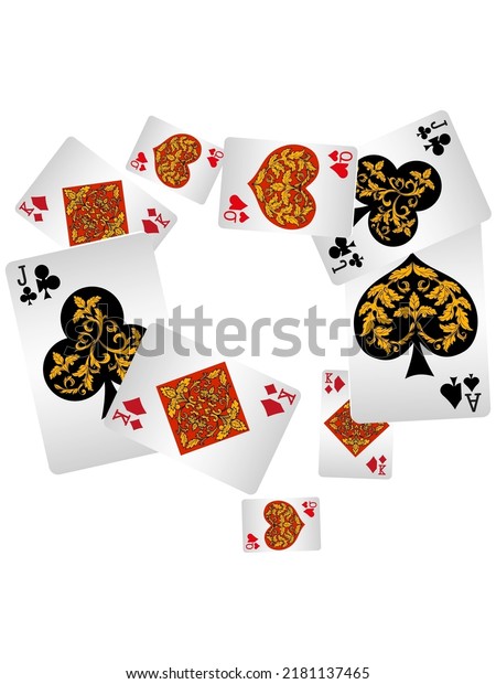 Playing Cards Flying On White Background Stock Vector (Royalty Free ...