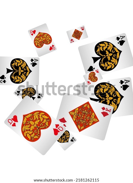 Playing Cards Flying On White Background Stock Vector (Royalty Free ...