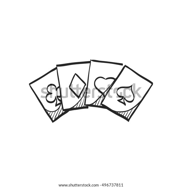 Playing Cards Icon Doodle Sketch Lines Stock Vector (Royalty Free ...