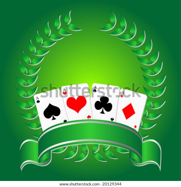 Playing Cards Ribbon Laurel Crown Stock Vector (Royalty Free) 20129344 ...