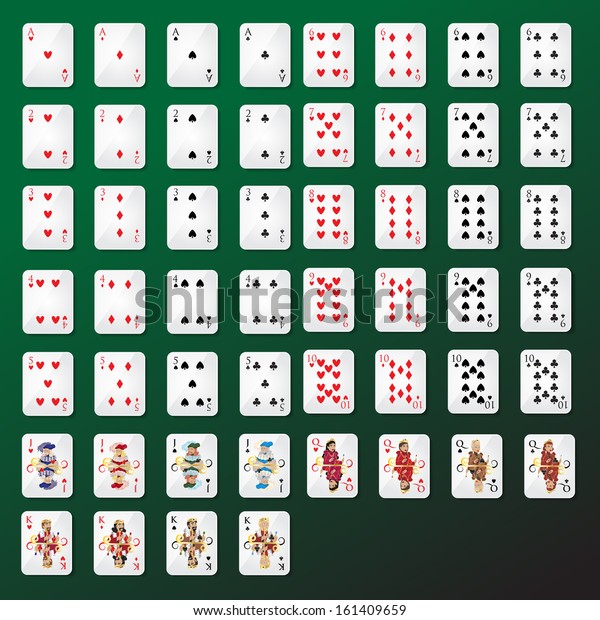 Playing Cards Set Isolated On Green Stock Vector (Royalty Free ...