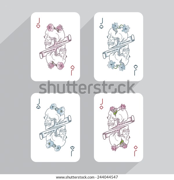 Playing Cards Set Skull Jack Stock Vector (Royalty Free) 244044547