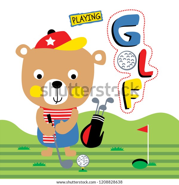 Playing Golf Funny Animal Cartoonvector Illustration Stock Vector ...