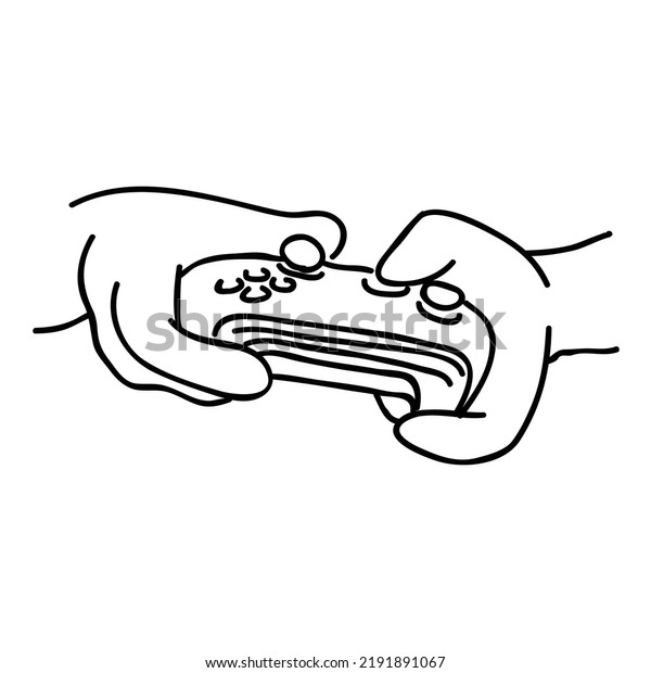 Playing Video Game Line Art Stock Vector (Royalty Free) 2191891067 ...