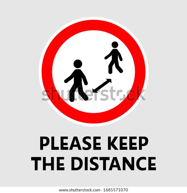 Please Keep Distance Sign Recommended Social Stock Vector (Royalty Free ...