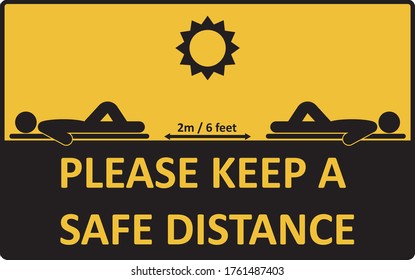 Please Keep Safe Distance Sign Beaches Stock Vector (Royalty Free ...