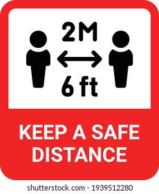 Please Keep Safe Distance Sign Vector Stock Vector (Royalty Free ...