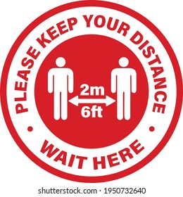 Please Keep Your Distance Sign Floor Stock Vector (Royalty Free ...
