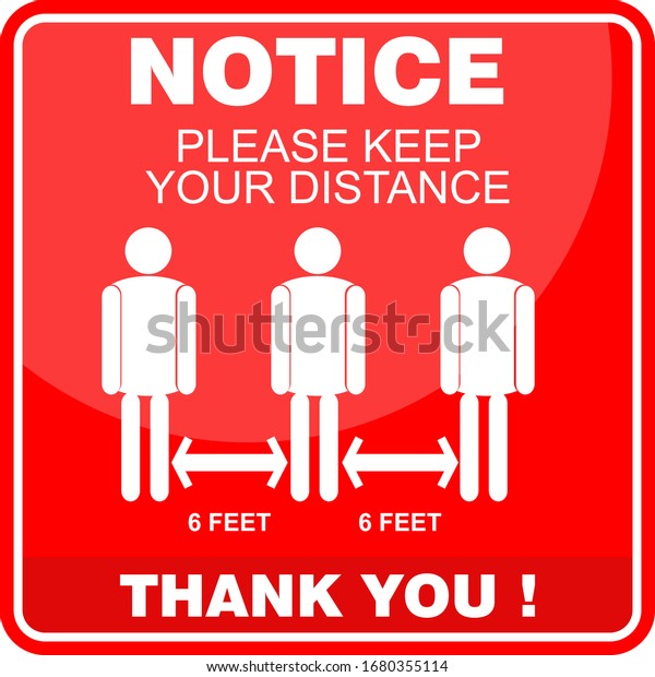 Please Keep Your Distance Sign Sticker Stock Vector (Royalty Free ...