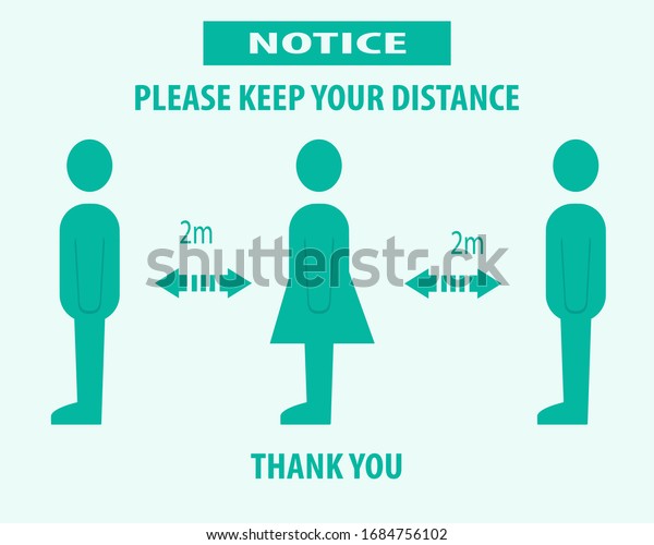 Please Keep Your Distance Sign Sticker Stock Vector (Royalty Free ...