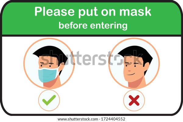 Please Put On Mask Before Entering Stock Vector (Royalty Free) 1724404552