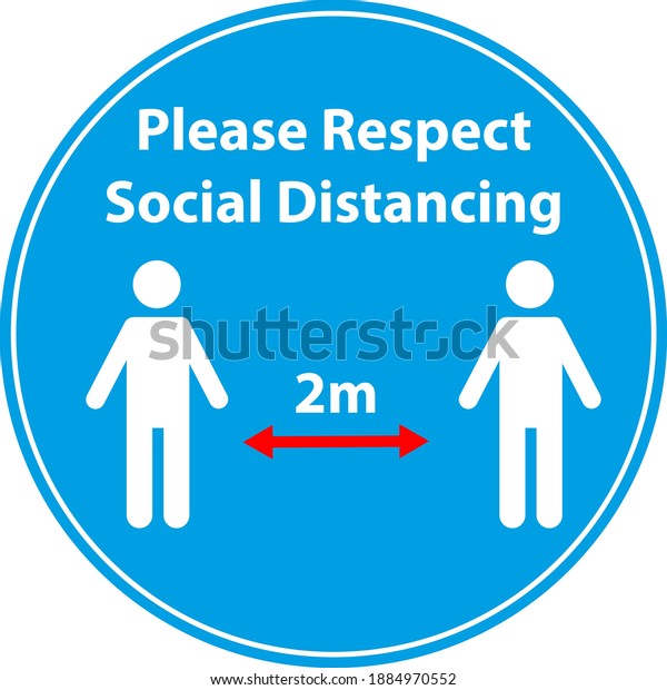 Please Respect Social Distancing Notice Sticker Stock Vector (Royalty ...