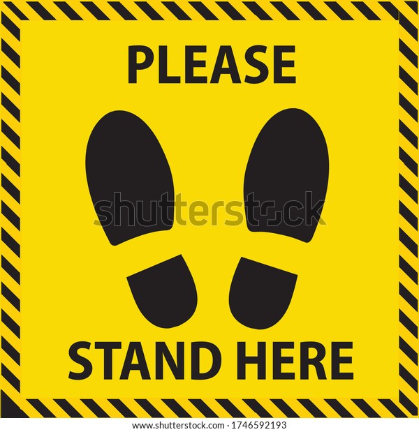 Please Stay Here Covid 19 Floor Stock Vector (Royalty Free) 1746592193 ...