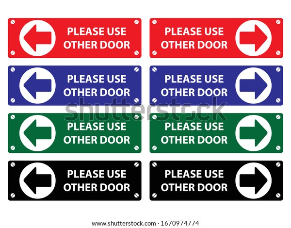 Please Use Other Door Sign White Stock Vector (Royalty Free) 1670974774