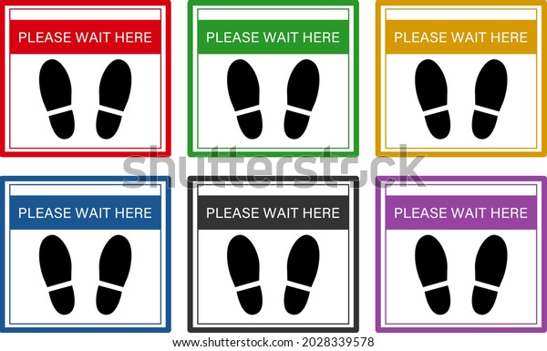Please Wait Here Pictograms Stickers Illustrations Stock Vector ...
