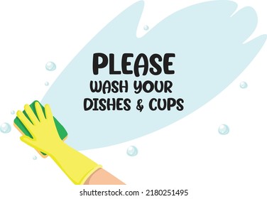 Please Wash Your Dishes Cups Wall Stock Vector (Royalty Free ...