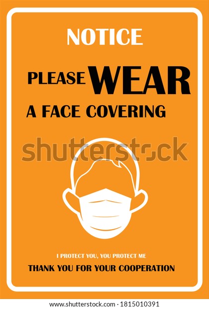 Please Wear Face Covering Sign Mandatory Stock Vector (Royalty Free ...