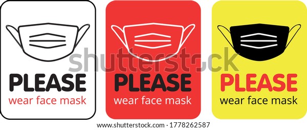 Please Wear Face Mask Entry Sign Stock Vector (Royalty Free) 1778262587 ...