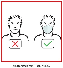 Please Wear Face Mask Flat Style Stock Vector (Royalty Free) 2040753359 ...
