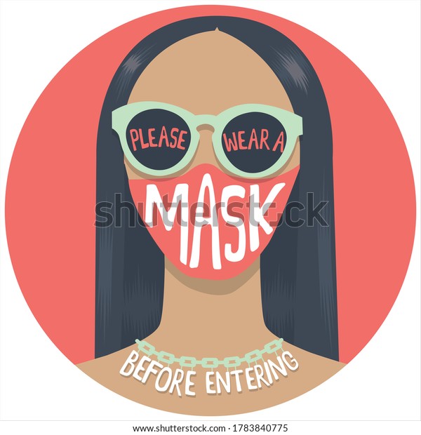 Please Wear Mask Before Entering Poster Stock Vector (Royalty Free ...