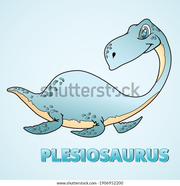 Plesiosaurus Color Light Blue Cartoon Style Stock Vector (Royalty Free ...