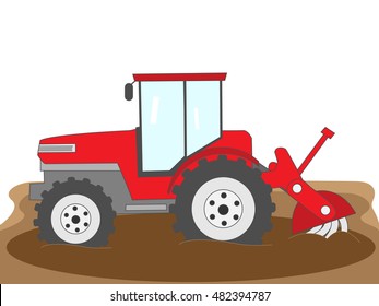 Plow Rice Field By Tractor Stock Vector (Royalty Free) 482394787 ...