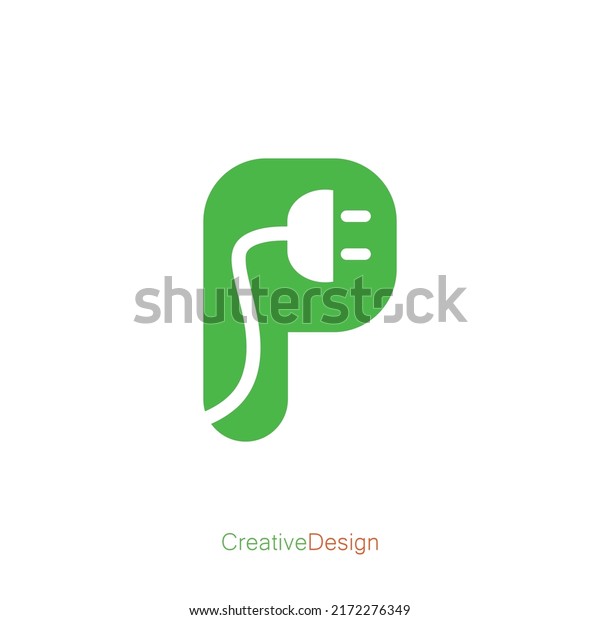 Plug Letter P Icon Green Electric Stock Vector (Royalty Free ...