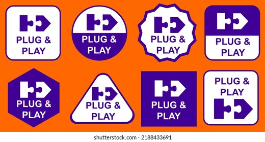 Plug Play Sign Set Sticker Print Stock Vector (Royalty Free) 2188433691 ...