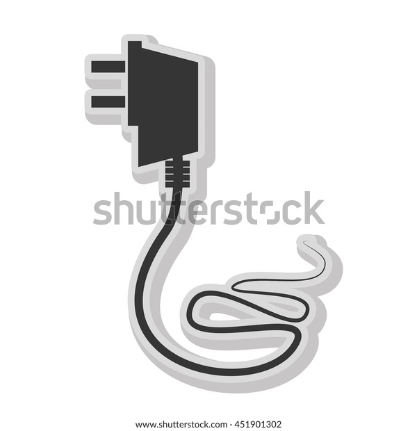 Plug Wire Black White Colors Isolated: vector de stock (libre de ...