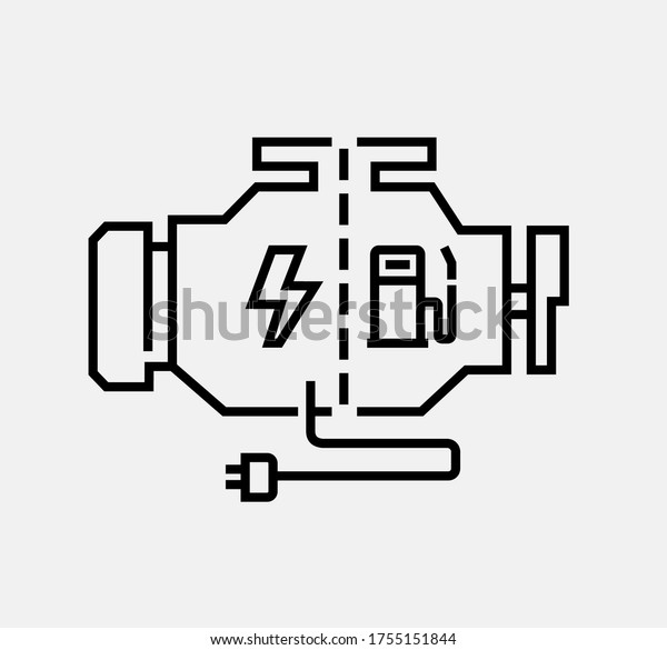 Símbolo del vector del motor del vehículo eléctrico híbrido de enchufe ...