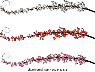 Plum Blossom Border Stock Vector (Royalty Free) 1098483371 | Shutterstock