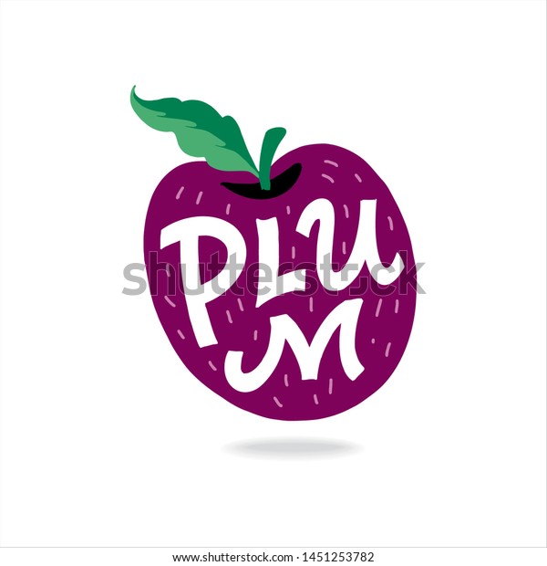 Plum Lettering Handdrawn Vector Flat Cartoon Stock Vector (Royalty Free ...