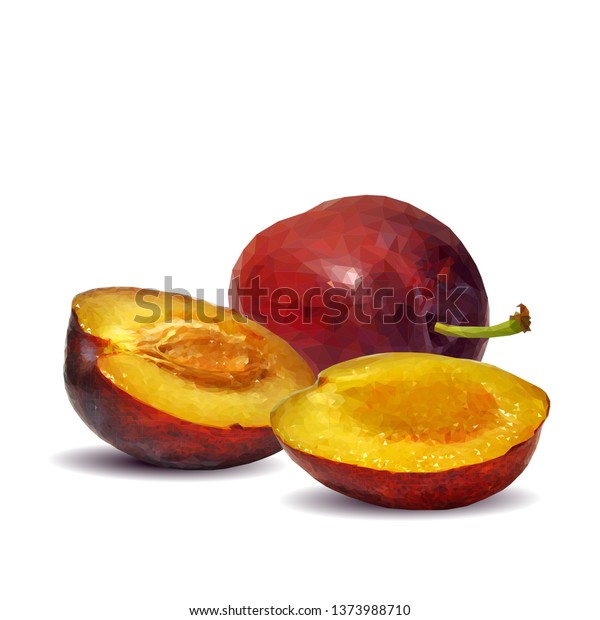Plum Low Poly Fresh Nutritious Tasty Stock Vector (Royalty Free ...