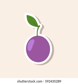 Plum Sticker Vector Illustration Flat Design: vector de stock (libre de ...