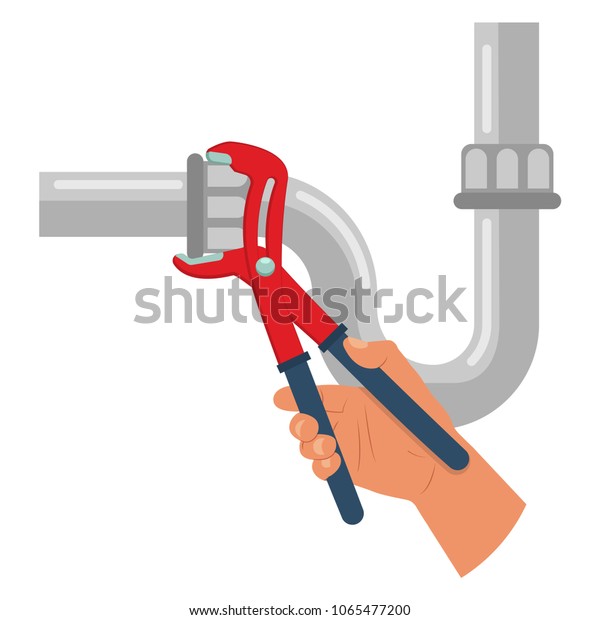 Plumber Fix Leak Water Pipe Through Stock Vector (Royalty Free ...