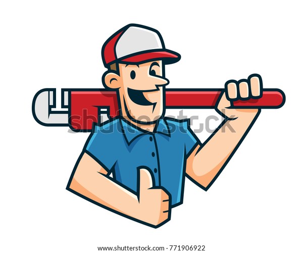 Plumber Mascot Plumber Character Worker Cartoon Stock Vector (Royalty ...