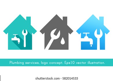 Plumbing Service Logo Concept Blue Color Stock Vector (Royalty Free ...