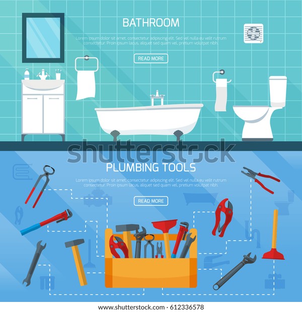 Plumbing Banners Set Tool Box Flowchart Stock Vector (Royalty Free ...
