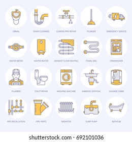 Plumbing Service Vector Flat Line Icons Stock Vector (Royalty Free ...