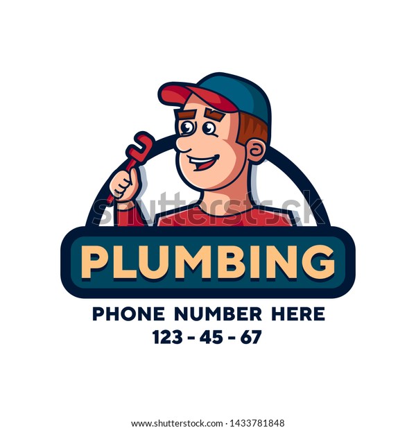 Plumbing Services Character Mascot Man Isolated Stock Vector (Royalty ...