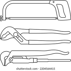 Plumbing Tools Hacksaw Pipe Plier Pipe Stock Vector (Royalty Free ...