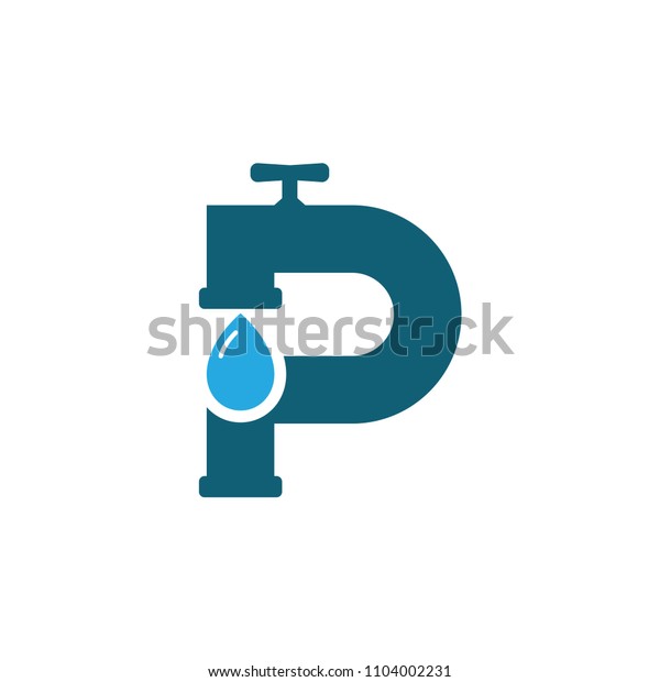 Plumbing water with initial letter P logo design template