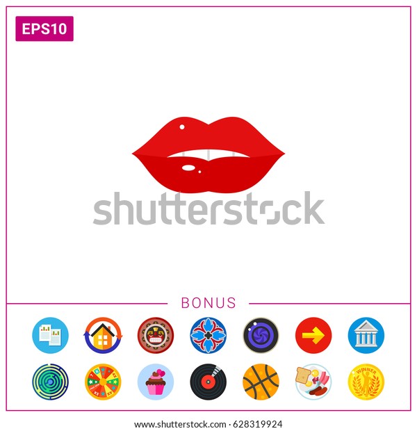 Plump Red Lips Icon Stock Vector (Royalty Free) 628319924 | Shutterstock