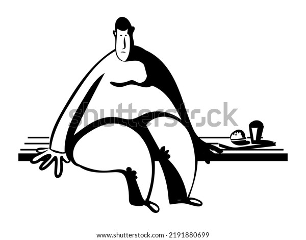 6 Obese Guy Sitting Black And White Stock Vectors, Images & Vector Art ...