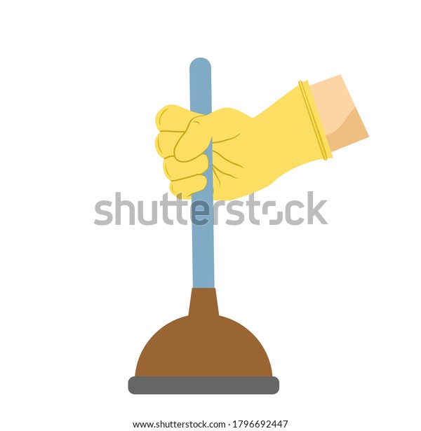 Plunger Man Hand Vector Illustration Flat Stock Vector (Royalty Free ...