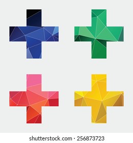 Vektor Stok Plus Icon Abstract Triangle Geometrical Background (Tanpa ...