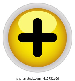 Plus Icon Yellow Glossy Round Button Stock Vector (Royalty Free ...
