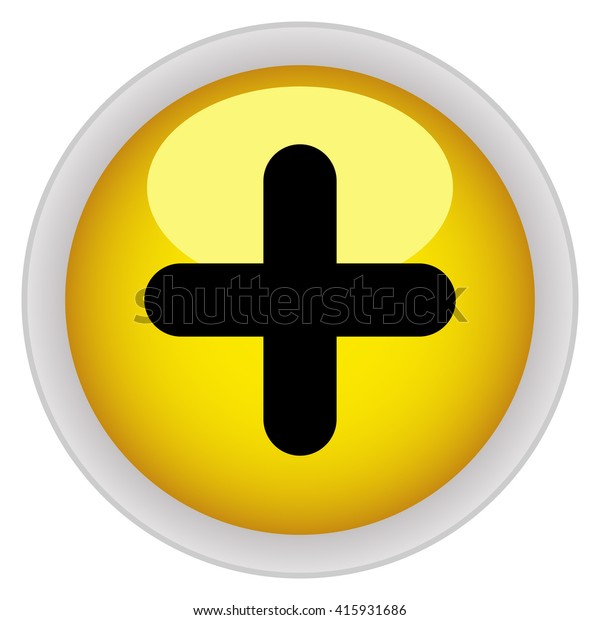 Plus Icon Yellow Glossy Round Button Stock Vector (Royalty Free) 415931686